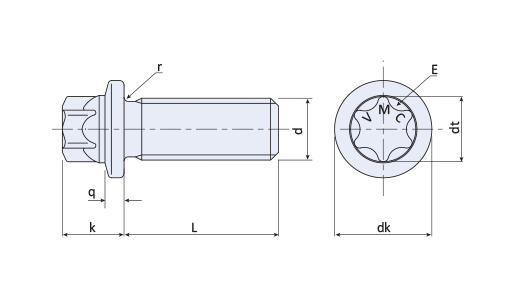 Screws with external 6-lobed guide element and small flange - Mecavit